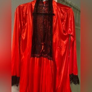 Intimates & Sleepwear | Red Sleepwear Womens Satin Nightgown With Robes ...